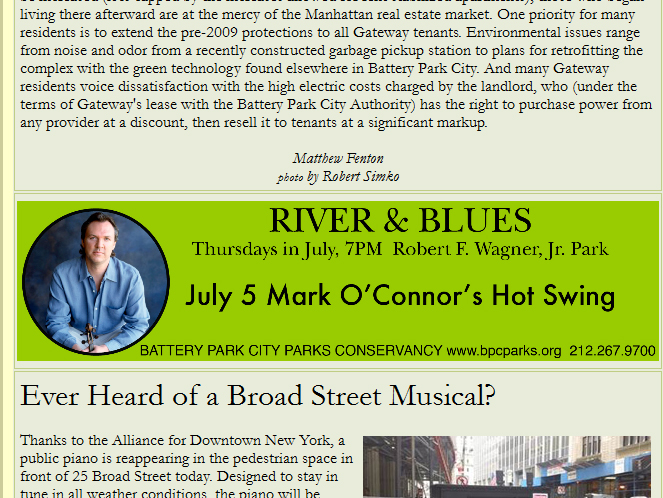 Broadsheet openly promotes Battery Park City Authority | The Greer Journal