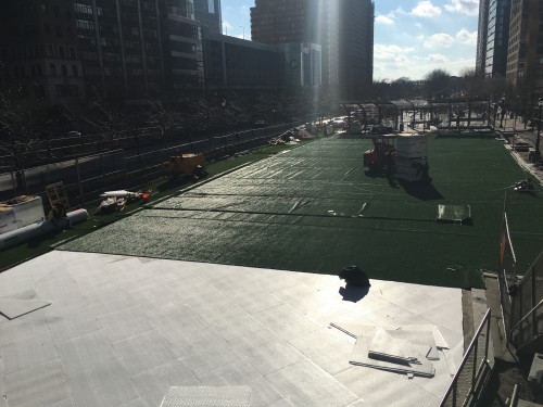 Turf goes down on West Thames rubber pellet field | The Greer Journal